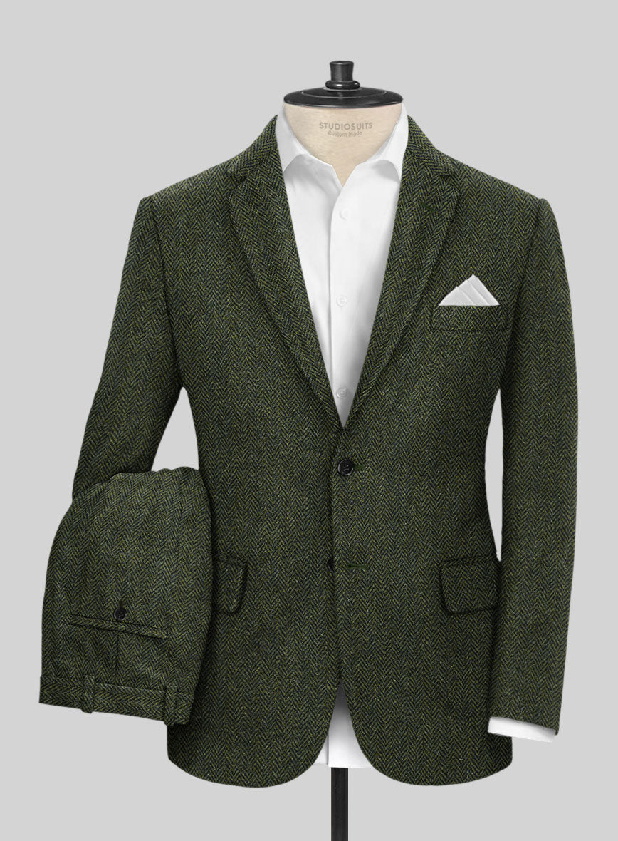 Harris Tweed Forest Green Herringbone Suit – StudioSuits