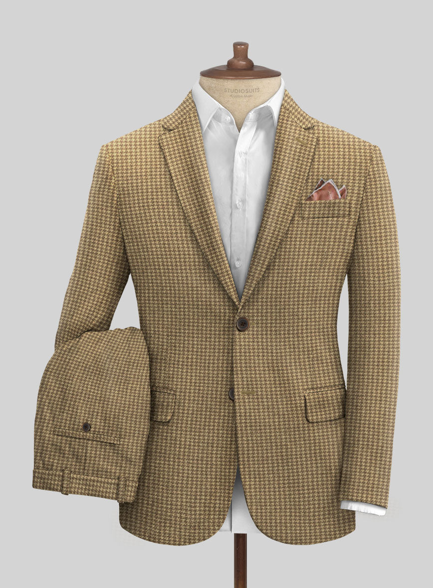 Houndstooth Tan Brown Tweed Suit – StudioSuits