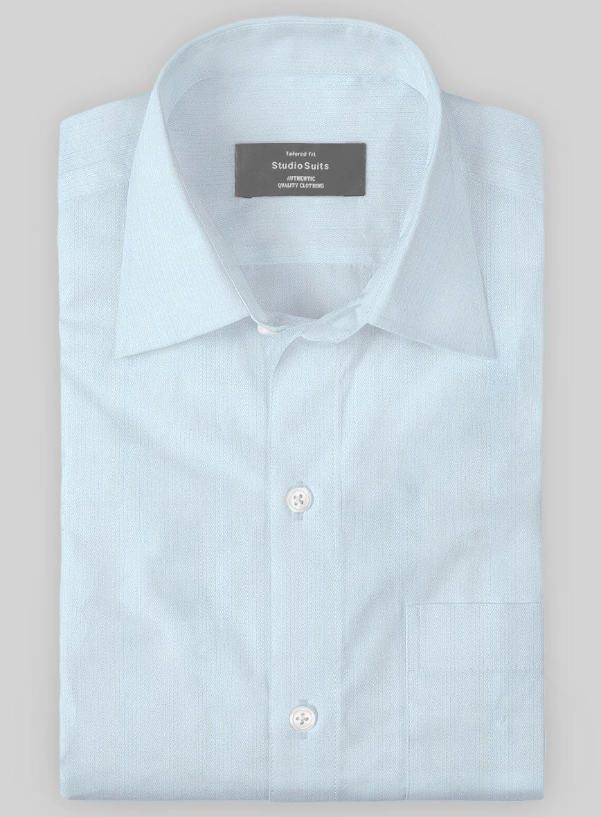 Italian Light Blue Slim Herringbone Shirt – StudioSuits