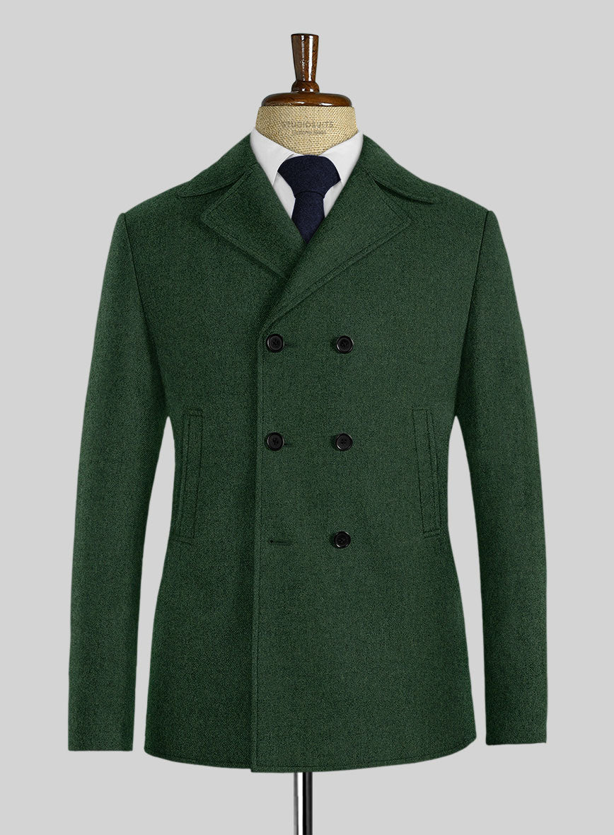 Naples Emerald Green Tweed Pea Coat – StudioSuits
