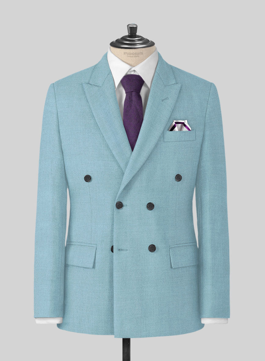 Naples Light Blue Tweed Double Breasted Jacket – StudioSuits
