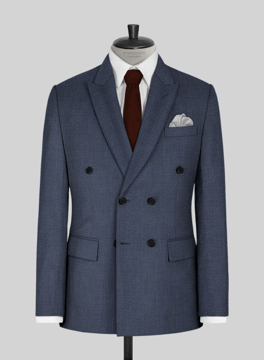 Napolean Slate Blue Wool Double Breasted Jacket – StudioSuits