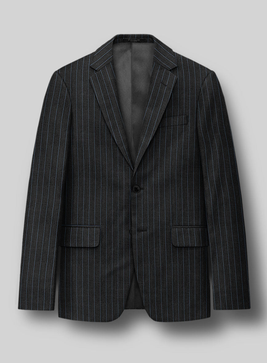 Napolean Abelino Stripe Black Wool Jacket – StudioSuits