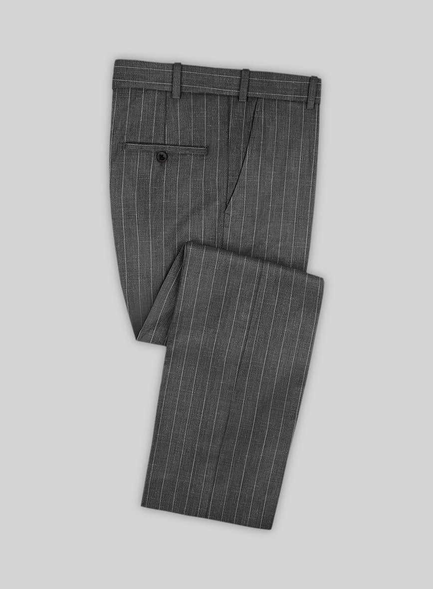 Napolean Genova Stripe Dark Gray Wool Pants – StudioSuits