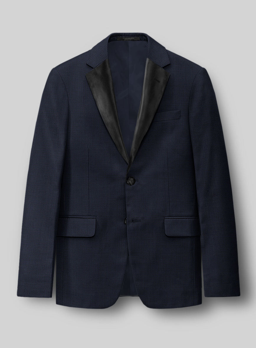 Napolean Mini Houndstooth Blue Wool Tuxedo Jacket – StudioSuits