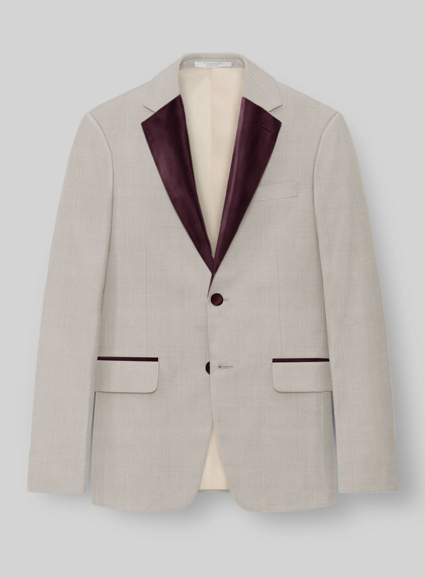 Napolean Muted Beige Wool Tuxedo Jacket – StudioSuits