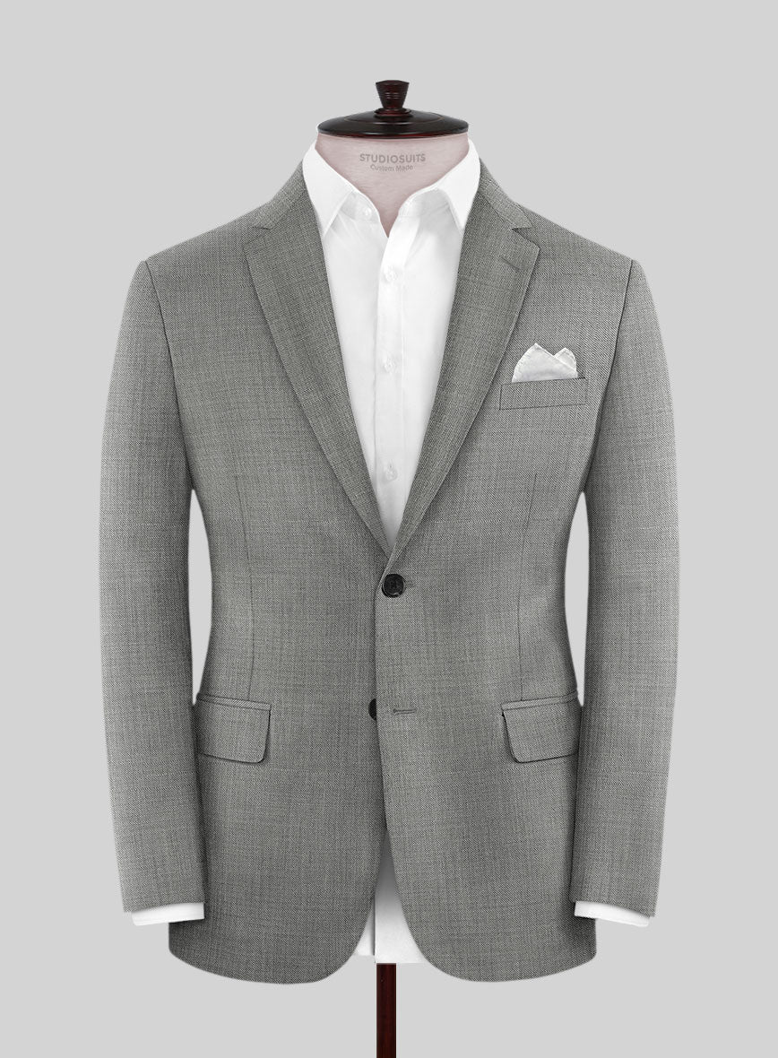 Napolean Sharkskin Light Gray Wool Jacket – StudioSuits