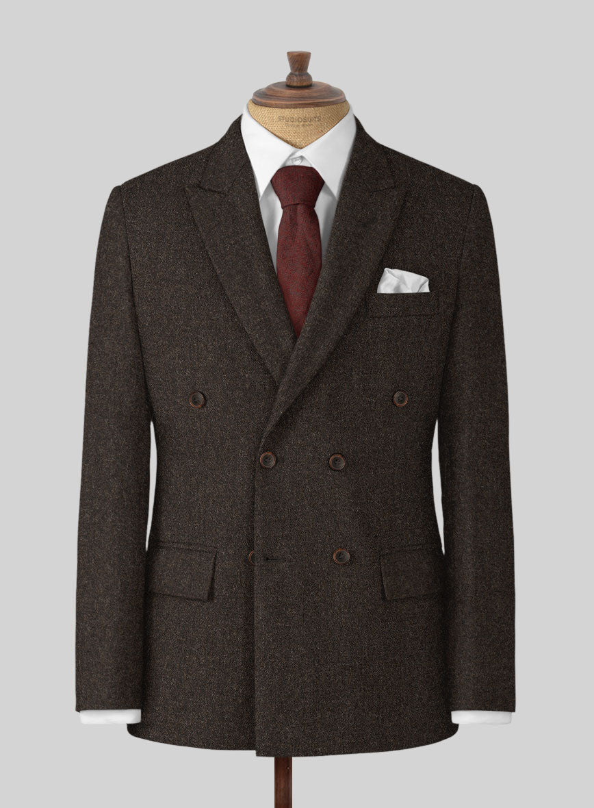 Naples Dark Brown Tweed Double Breasted Jacket – StudioSuits