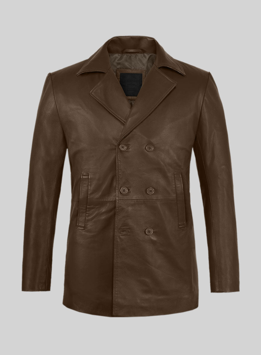 Soft Scottish Brown Leather Pea Coat – StudioSuits
