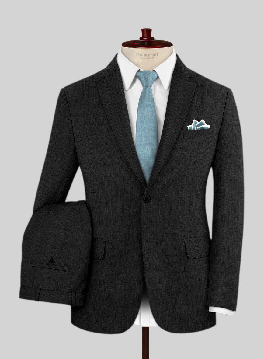 Worsted Dark Charcoal Wool Suit – StudioSuits