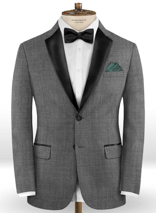 Napolean Sharkskin Gray Wool Tuxedo Jacket – StudioSuits