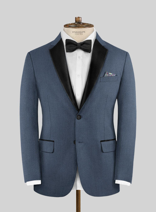 Napolean Slate Blue Wool Tuxedo Jacket – StudioSuits