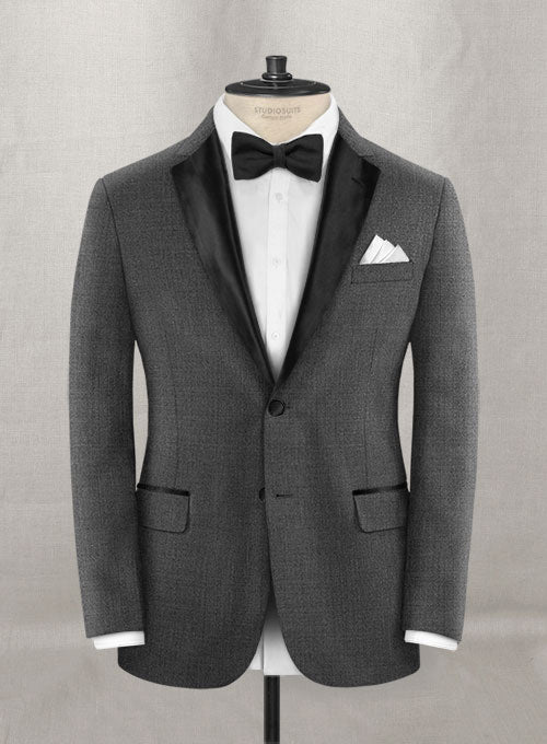 Napolean Stretch Dark Gray Wool Tuxedo Jacket – StudioSuits