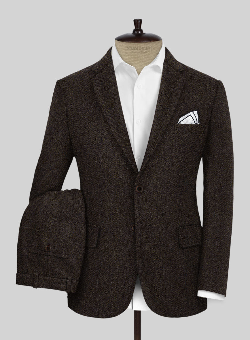 Naples Wide Herringbone Dark Brown Tweed Suit – StudioSuits