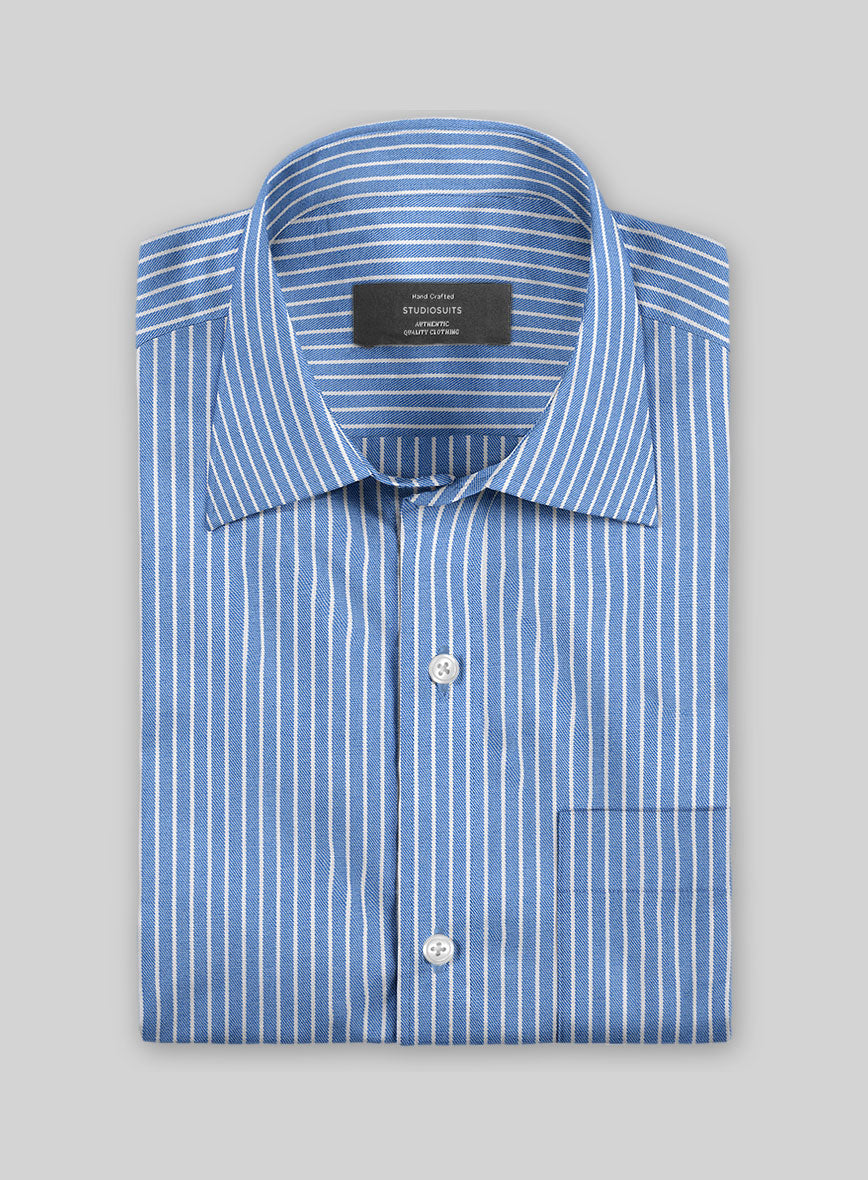 Azure Blue Stripe Cotton Shirt – StudioSuits