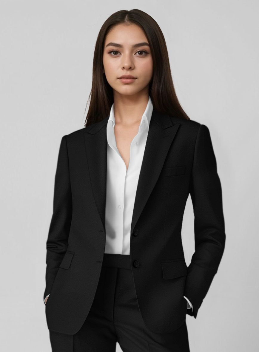Women's Black Cotton Power Stretch Chino Jacket – StudioSuits