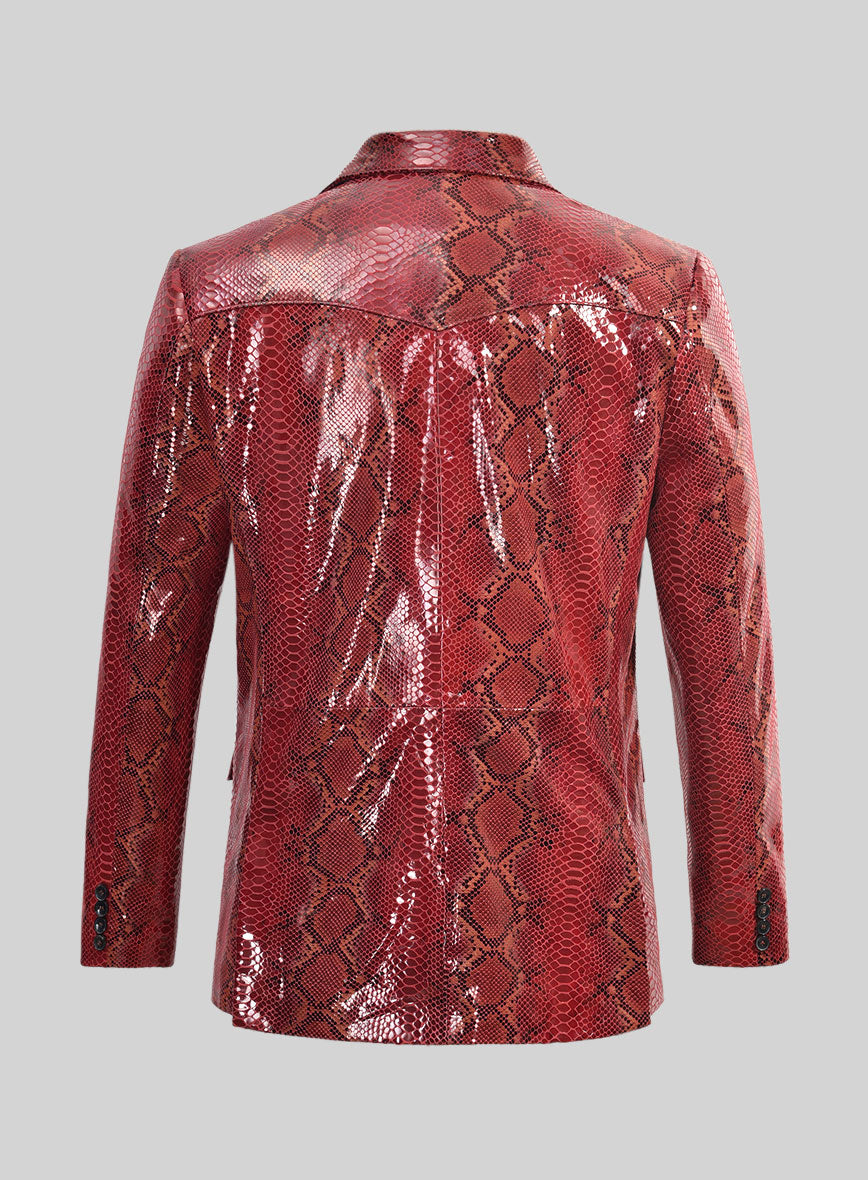 Bold Red Python Western Leather Blazer – StudioSuits