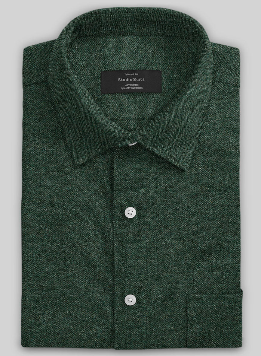 Bottle Green Herringbone Tweed Shirt – StudioSuits