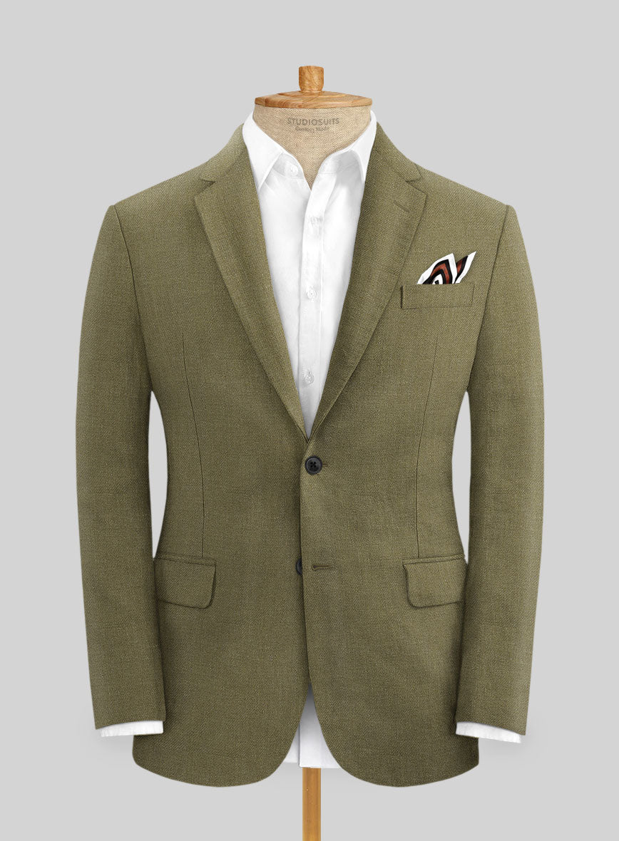 Campari Rustic Green Linen Jacket – StudioSuits