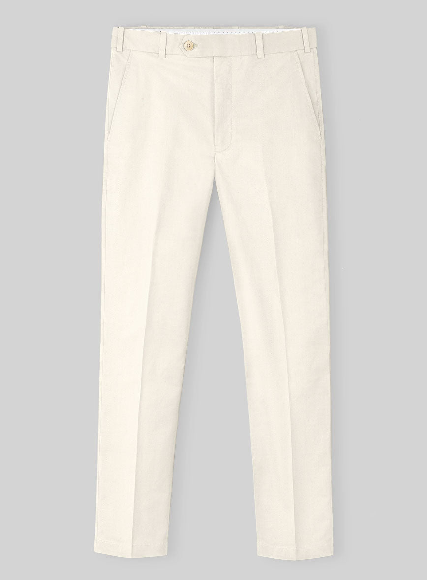 Cream Napoli Stretch Light Weight Cotton Pants – StudioSuits