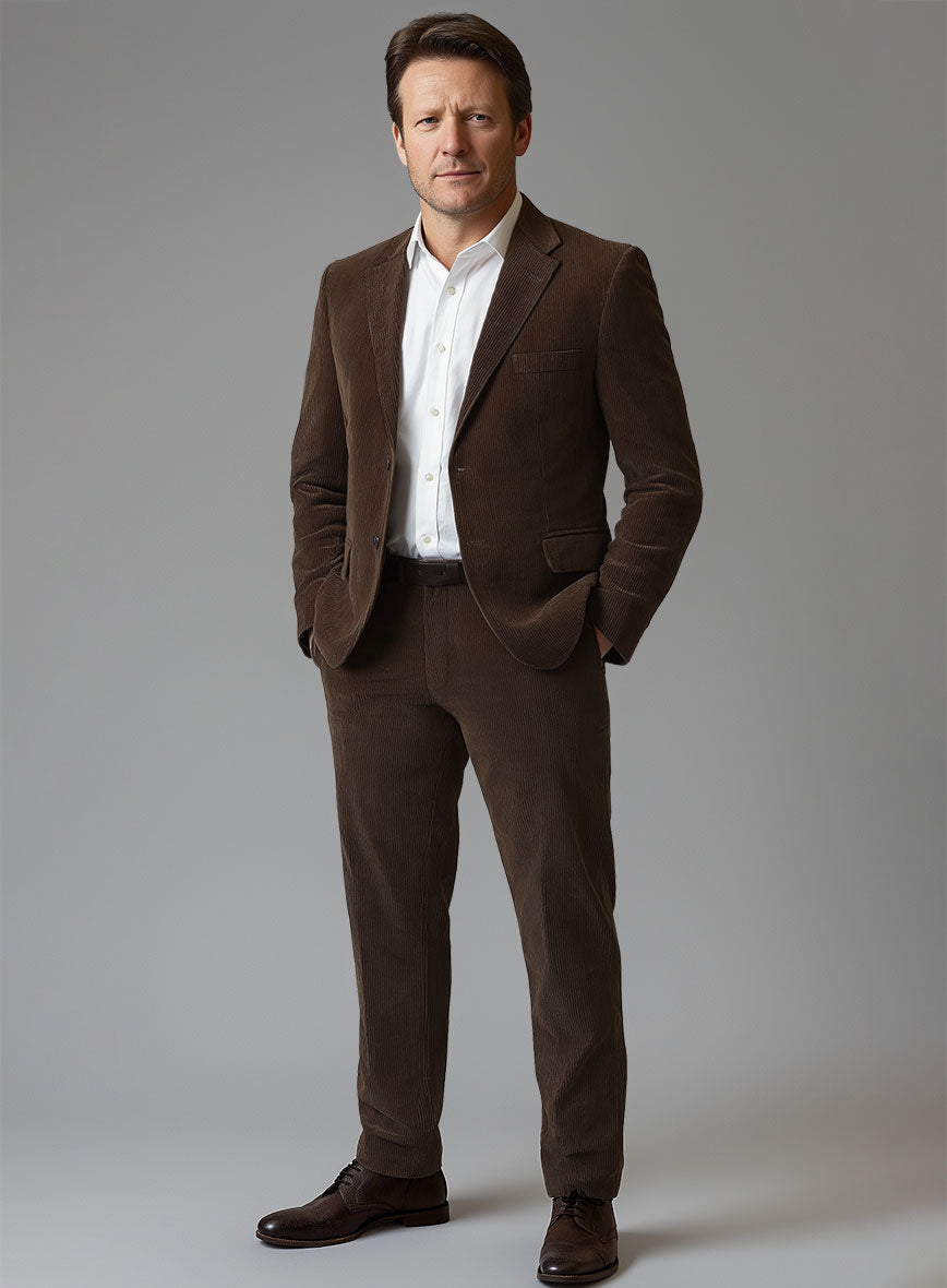 Dark Brown Stretch Pin Corduroy Suit – StudioSuits