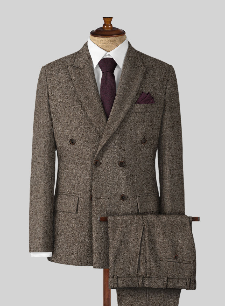 Dapper Brown Tweed Double Breasted Suit – StudioSuits