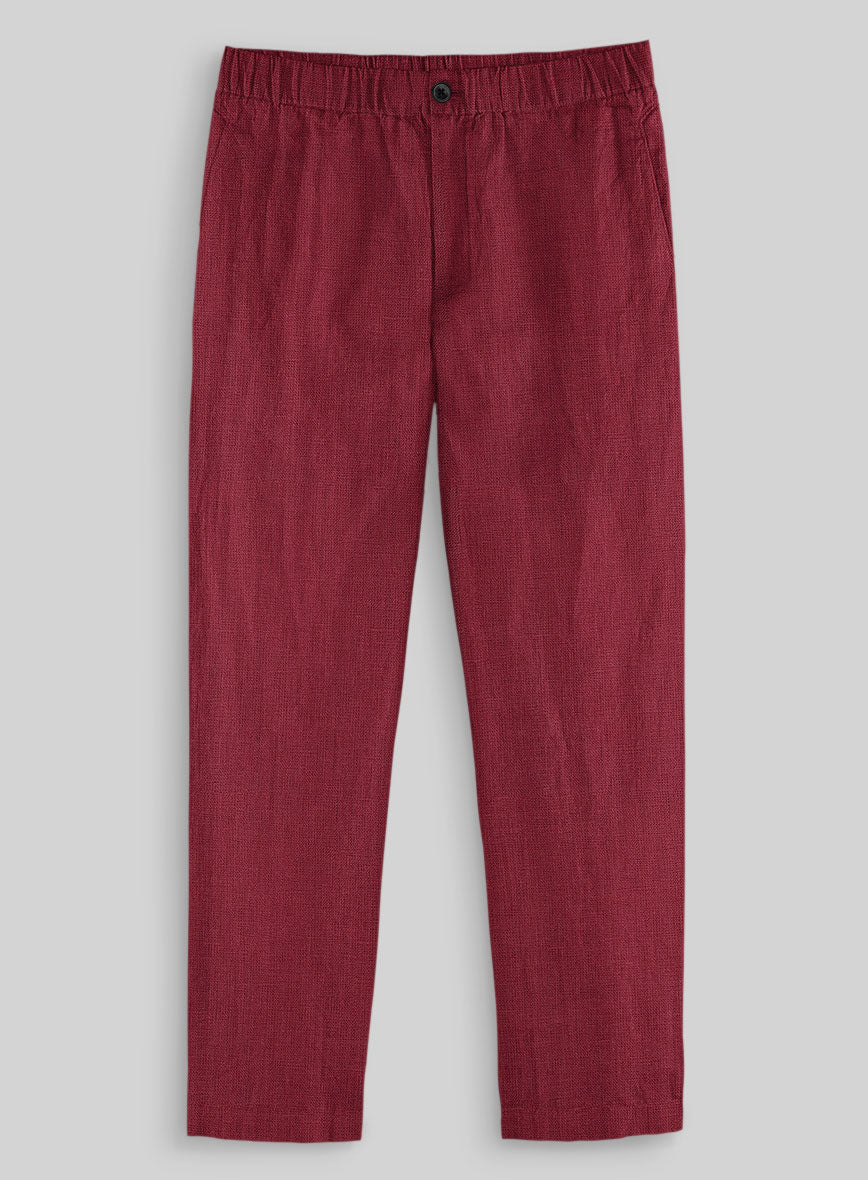 Easy Pants Moscow Maroon Pure Linen – StudioSuits