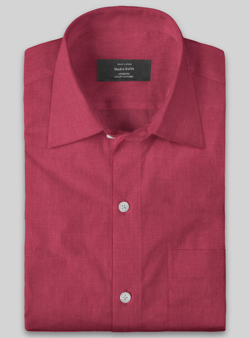 European Melon Red Linen Shirt – StudioSuits