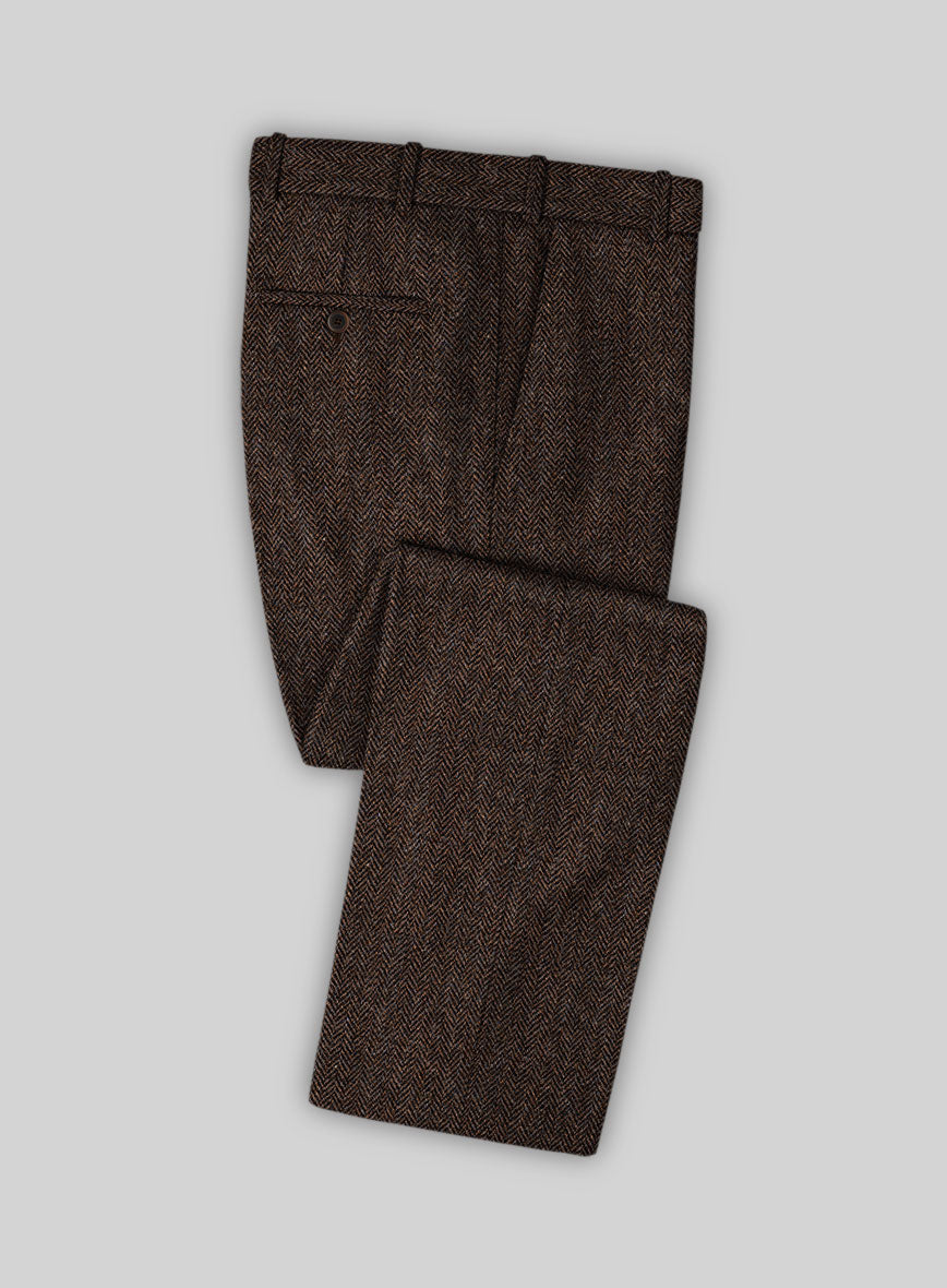 Harris Tweed Dark Brown Herringbone Pants – StudioSuits