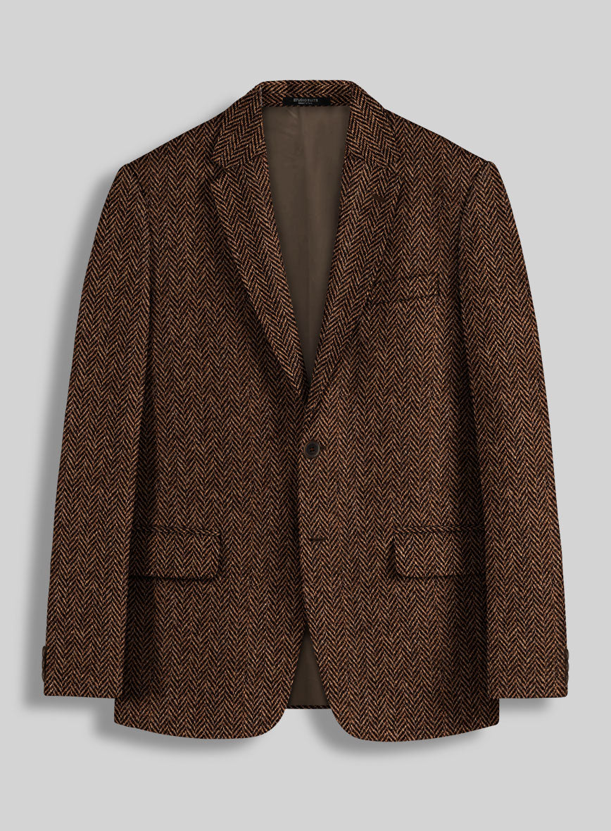 Harris Tweed Walnut Herringbone Jacket – StudioSuits