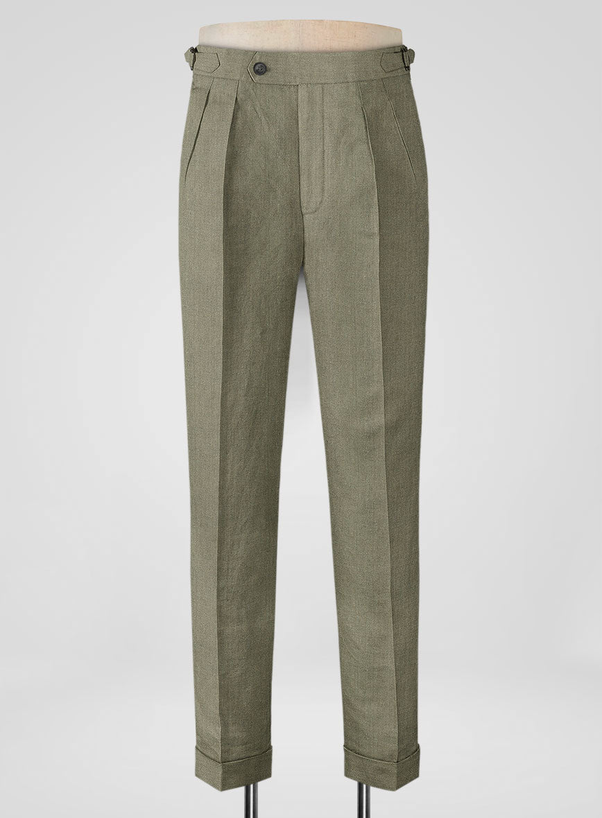 Heavy Linen Sage Green Highland Trousers – StudioSuits