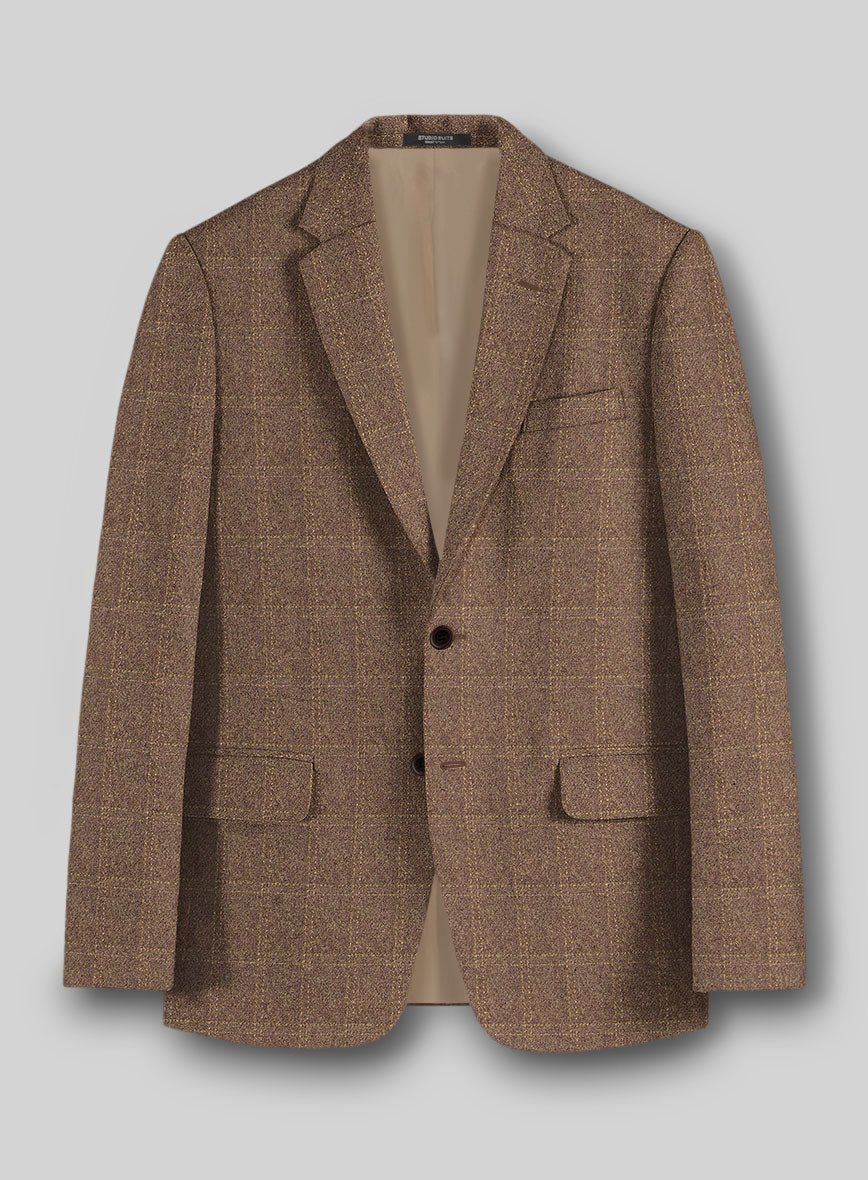 Highlander Dark Beige Windowpane Tweed Jacket – StudioSuits