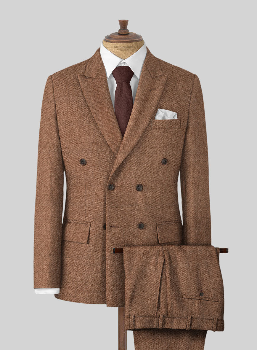 Highlander Earthy Brown Tweed Double Breasted Suit – StudioSuits