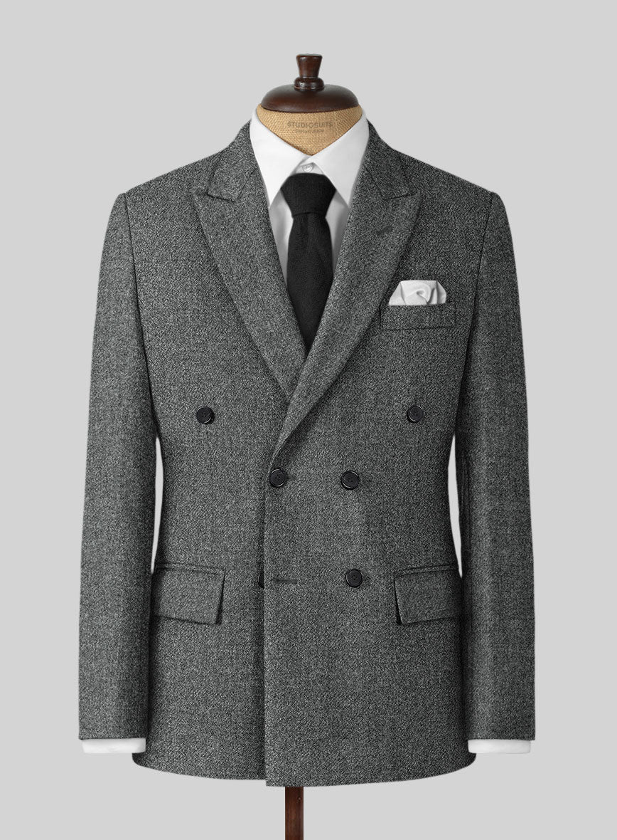 Highlander Gray Tweed Double Breasted Jacket – StudioSuits