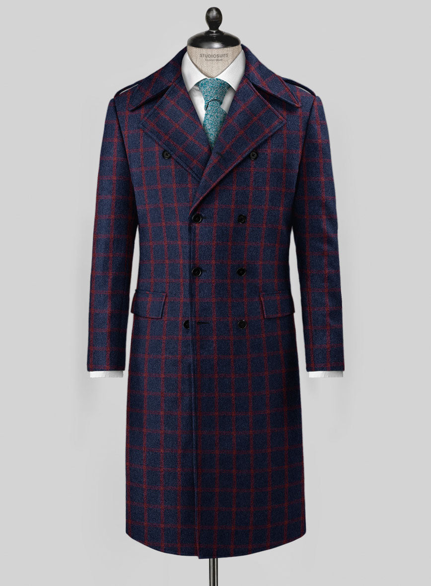 Highlander Heavy Blue Check Tweed GQ Overcoat – StudioSuits
