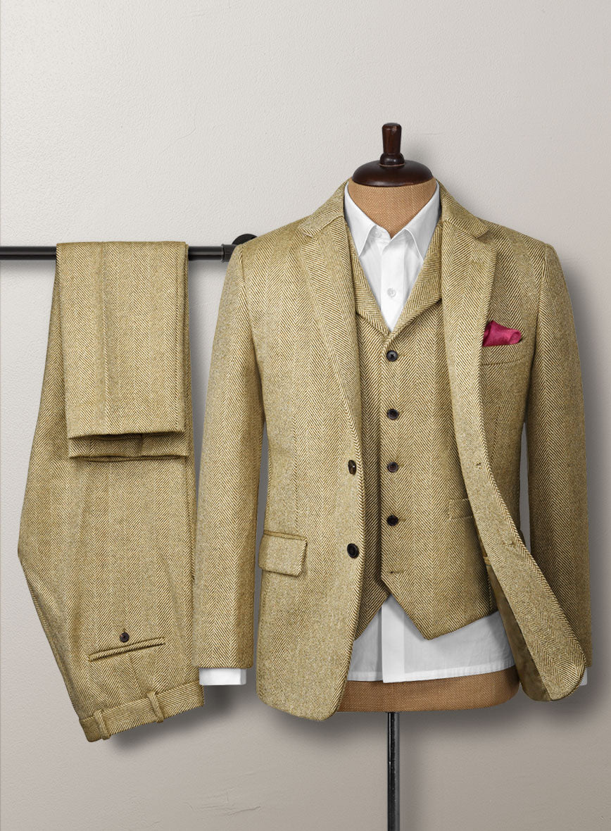 Highlander Heavy Beige Herringbone Tweed 3 Piece Suit – StudioSuits