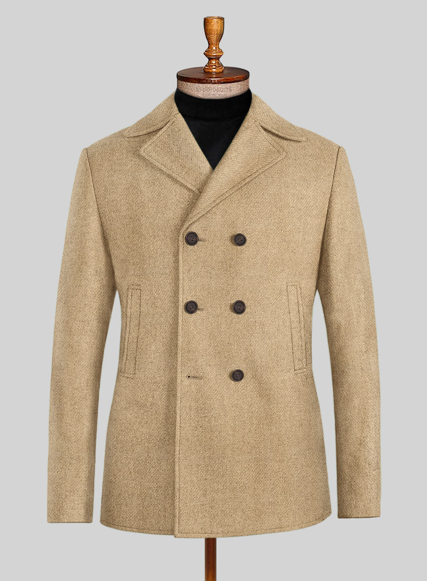 Highlander Sahara Beige Tweed Pea Coat – StudioSuits