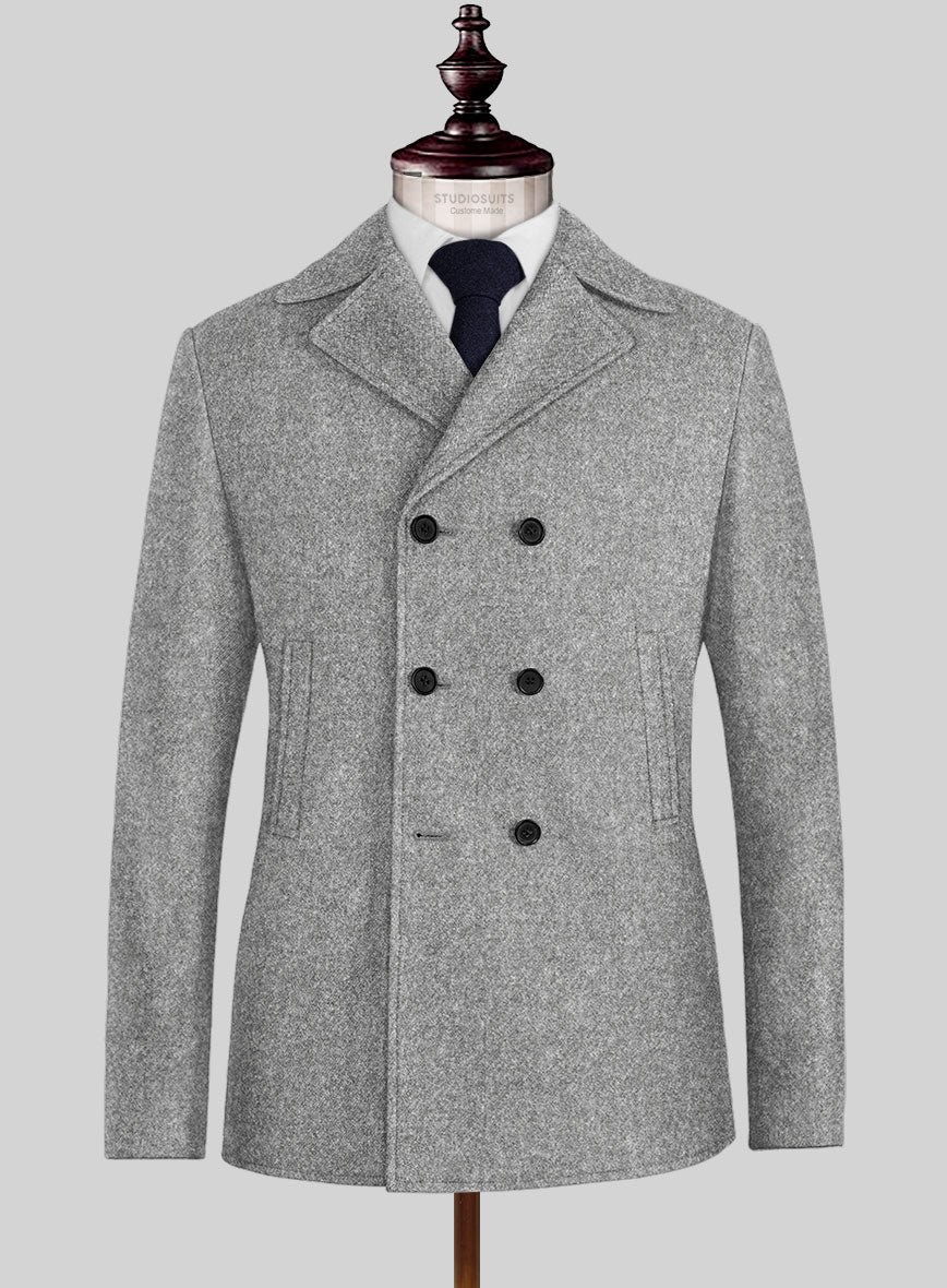 Highlander Steel Gray Tweed Pea Coat – StudioSuits