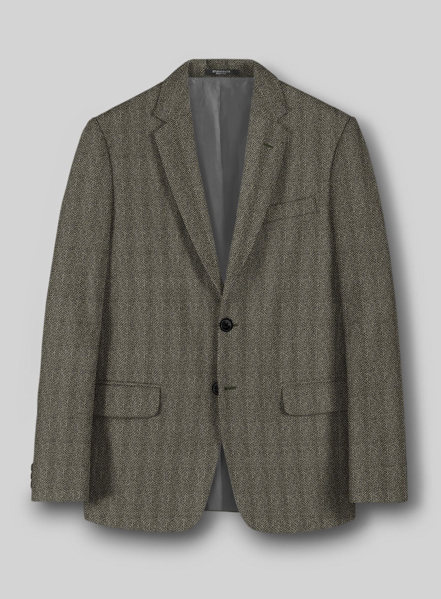Highlander Stone Beige Herringbone Tweed Jacket – StudioSuits