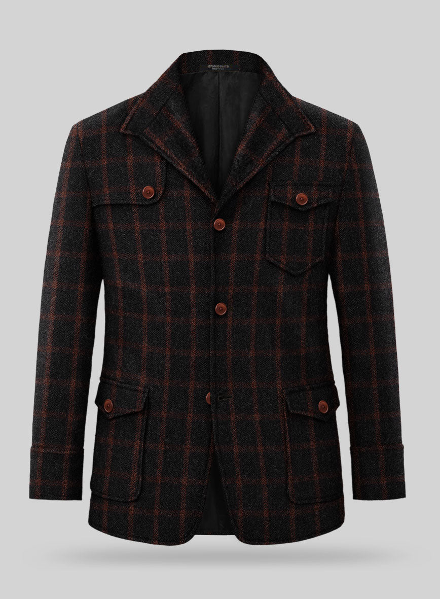 Highlander Heavy Black Check Hunter Style Tweed Jacket – StudioSuits