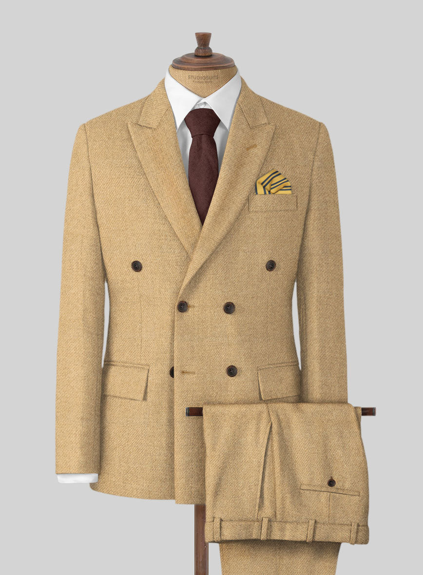 Highlander Sahara Beige Tweed Double Breasted Suit – StudioSuits
