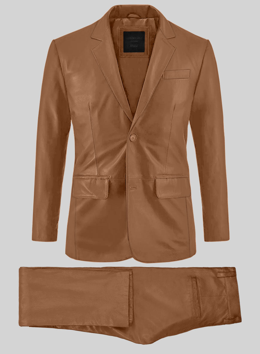 Hunter Tan Leather Suit – StudioSuits