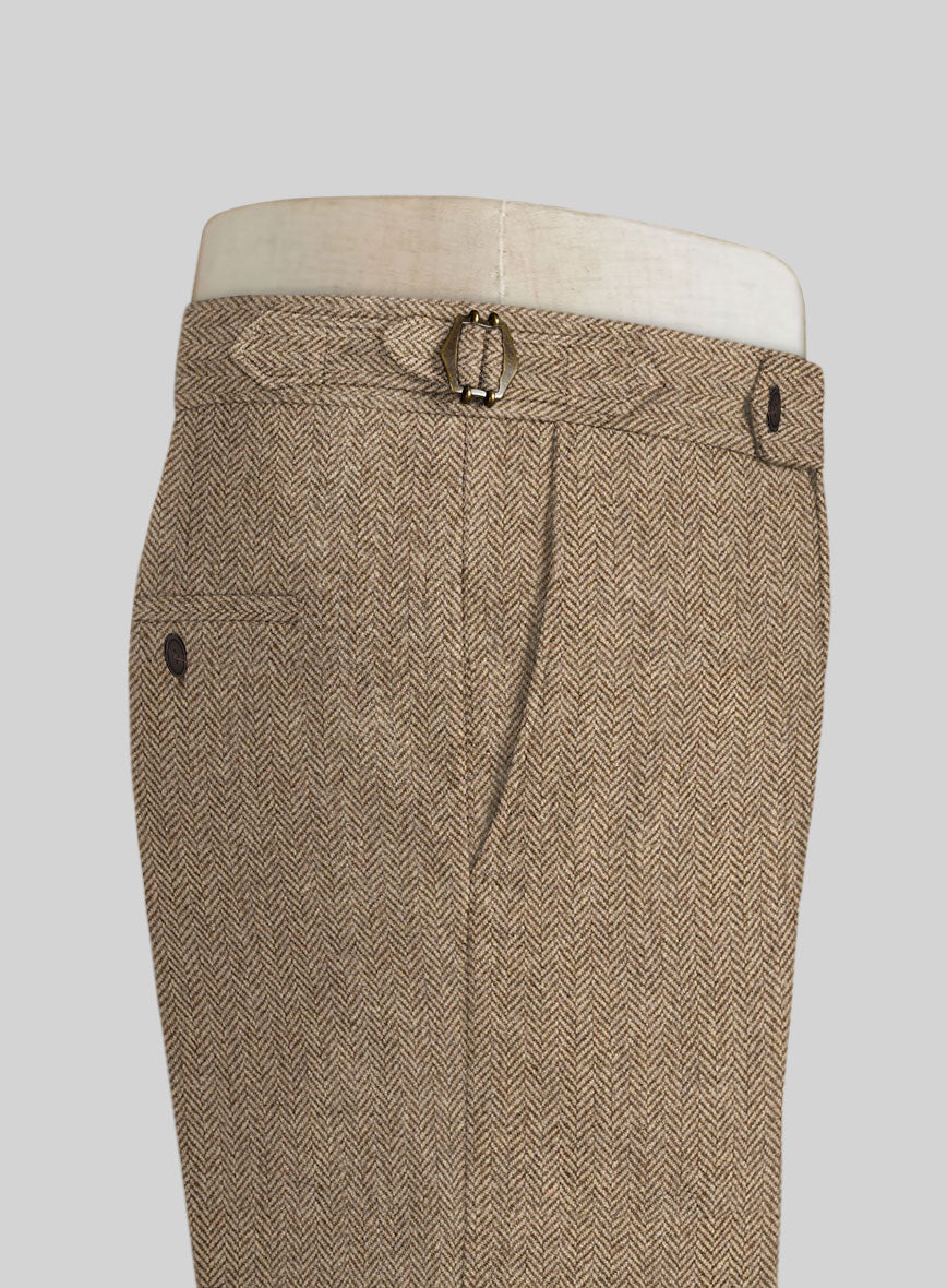 Irish Brown Herringbone Tweed Highland Trousers – StudioSuits