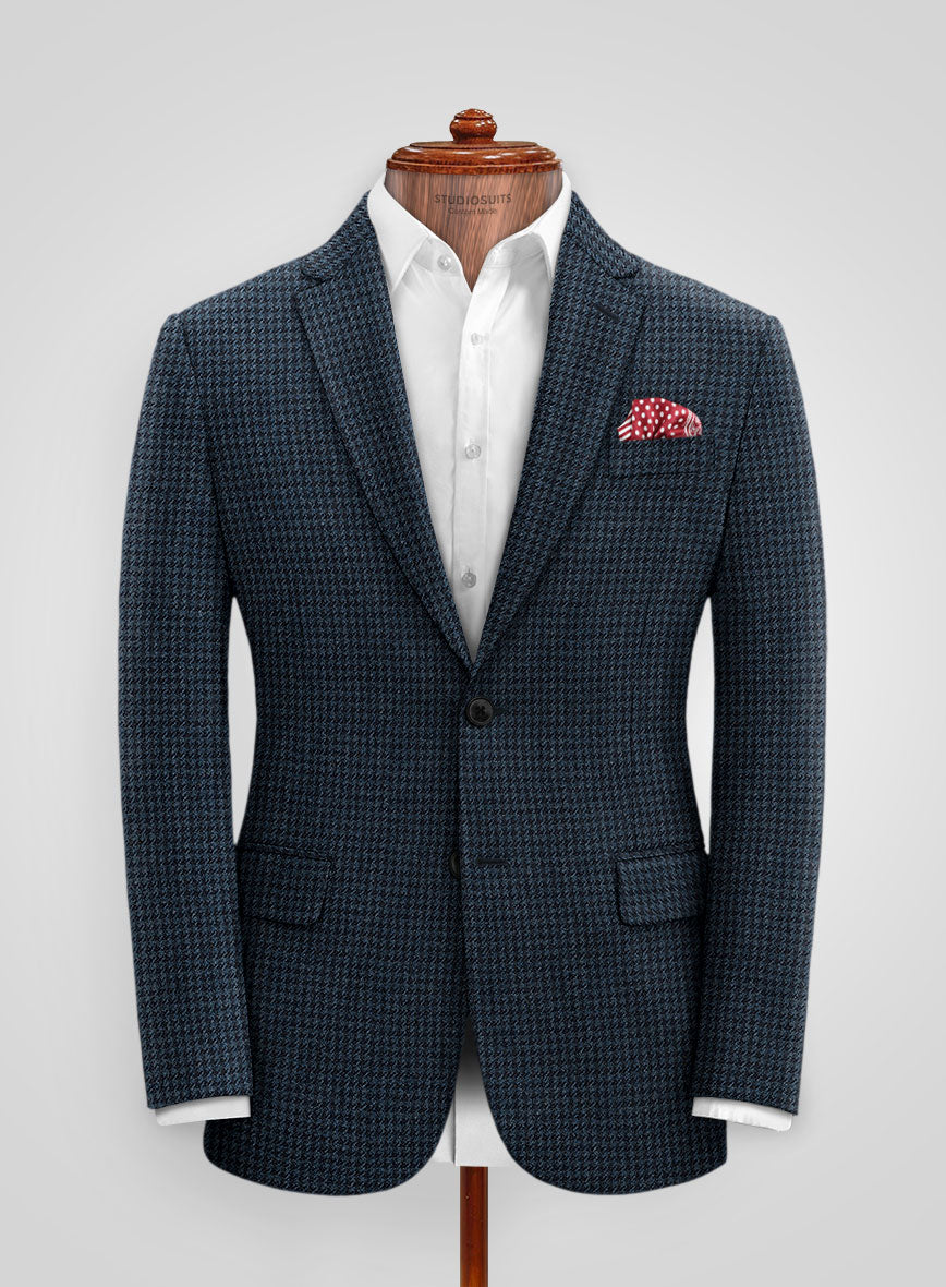 Italian Blue Houndstooth Tweed Jacket – StudioSuits