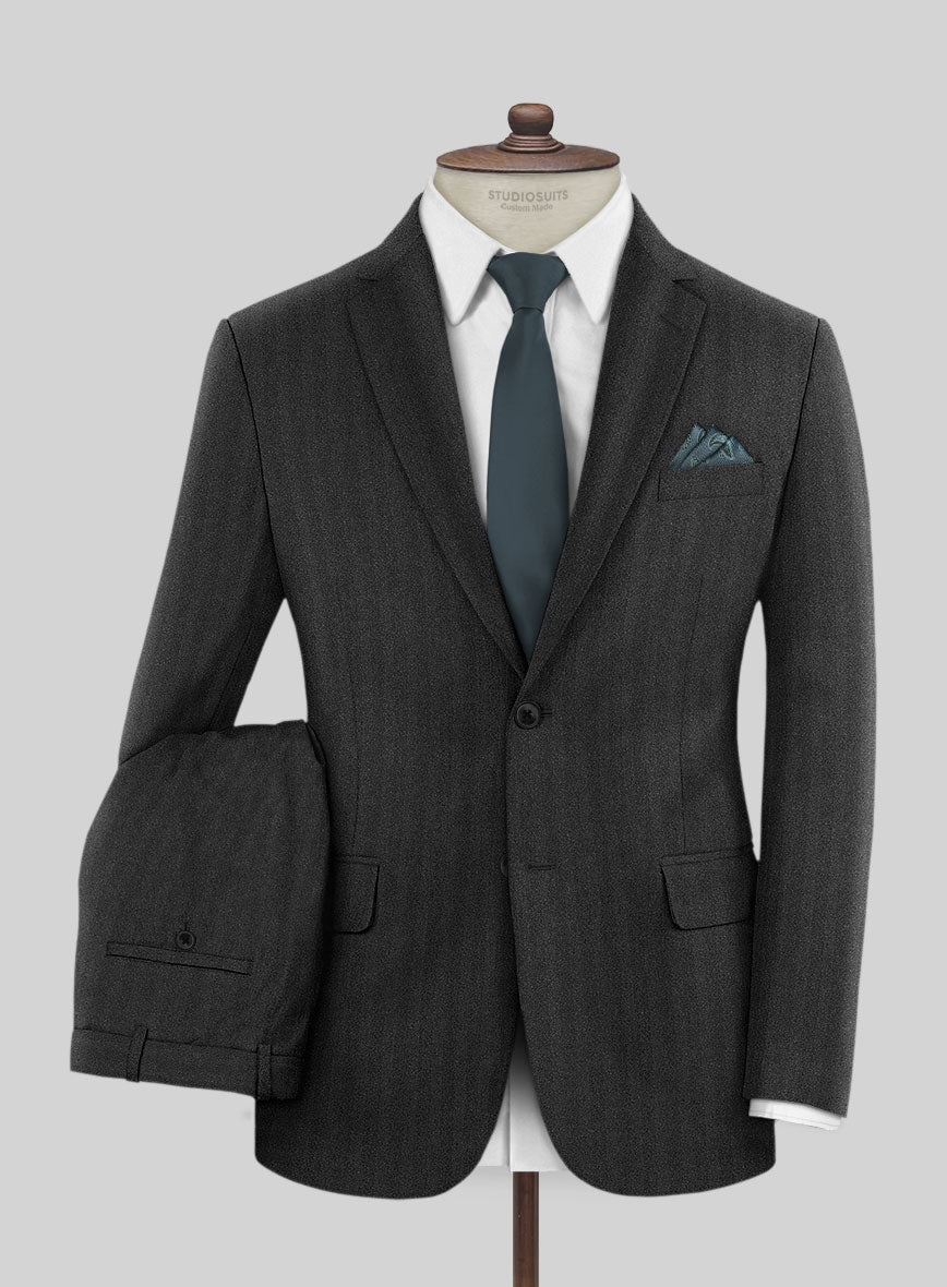 Italian Charcoal Herringbone Flannel Suit – StudioSuits
