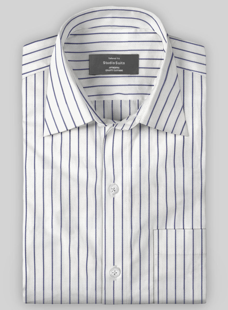 Italian Dark Blue Como Stripe Shirt – StudioSuits