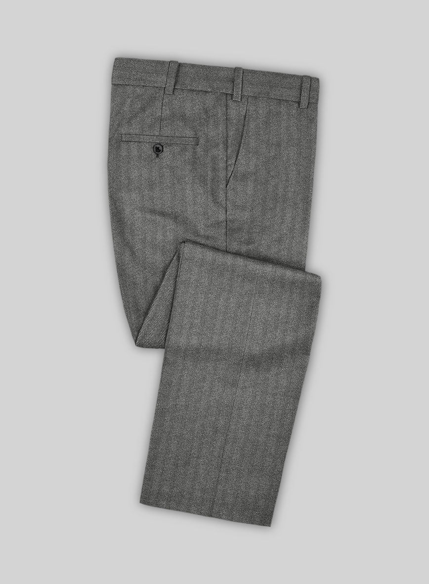 Italian Gray Herringbone Flannel Pants – StudioSuits