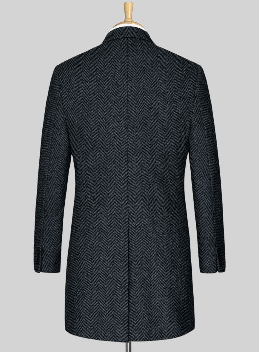 Italian Highlander Blue Herringbone Tweed Overcoat – StudioSuits