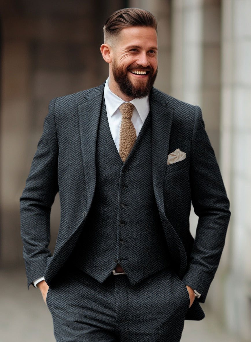 Italian Highlander Blue Herringbone Tweed Jacket – StudioSuits