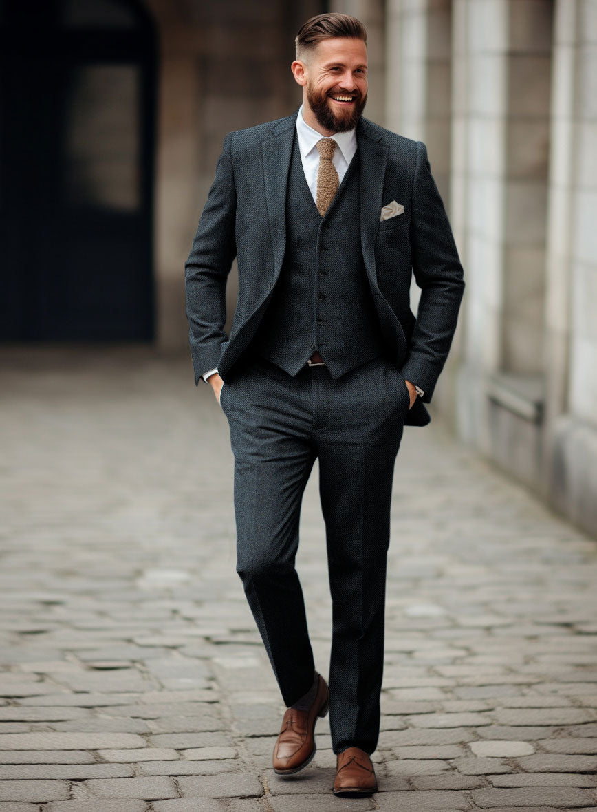 Italian Highlander Blue Herringbone Tweed Suit – StudioSuits